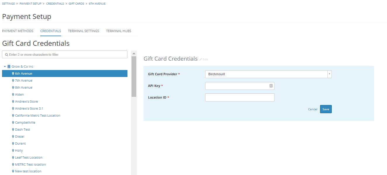 Integrated Gift Card Setup in Hub