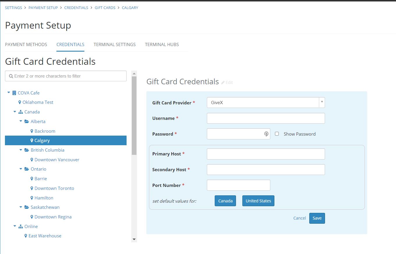 Integrated Gift Card Setup in Hub