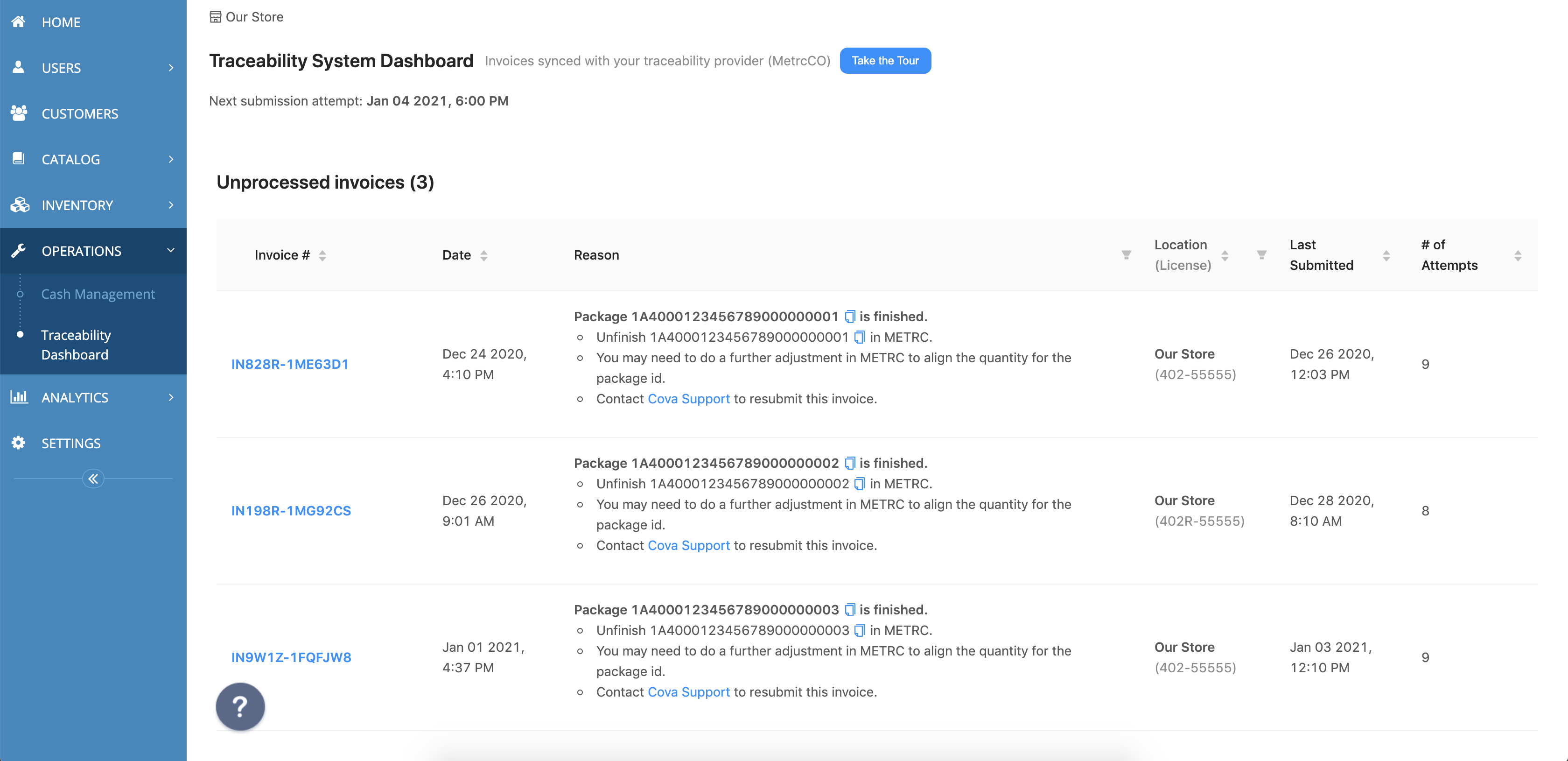 Hub Traceability Dashboard
